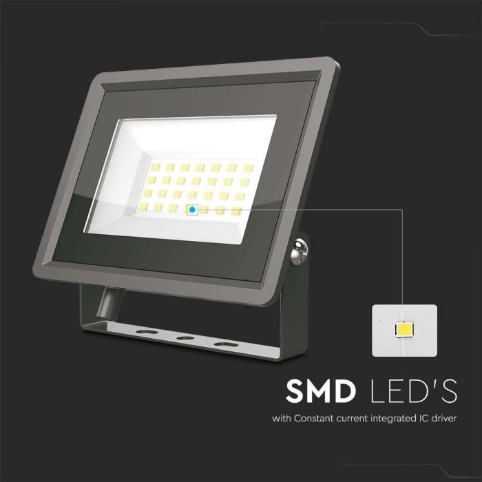 V-TAC 6739 Στεγανός Προβολέας LED F-Class SMD 20W 6500K IP65 με Μαύρο ...