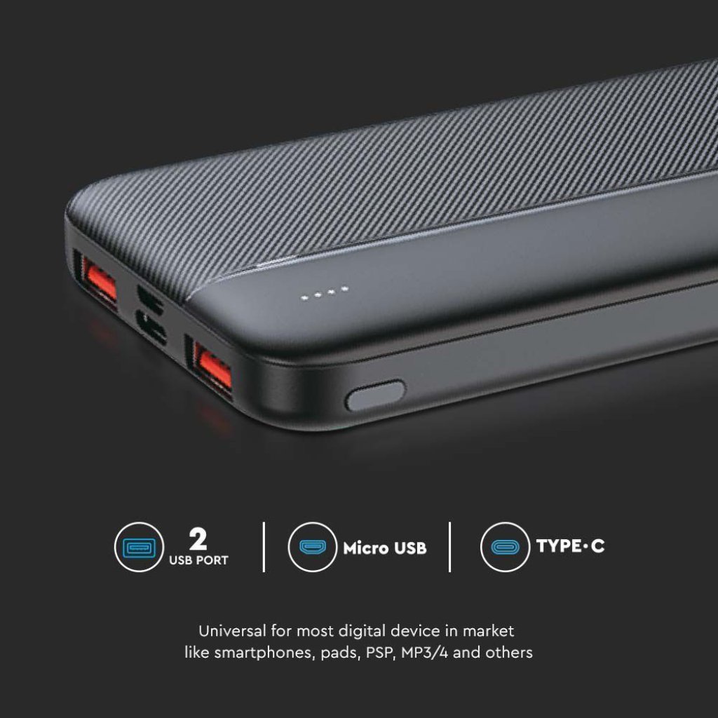 V-TAC 7831 Fast charging power bank 10000mAh μαύρο 2 USB - el-Shop.gr